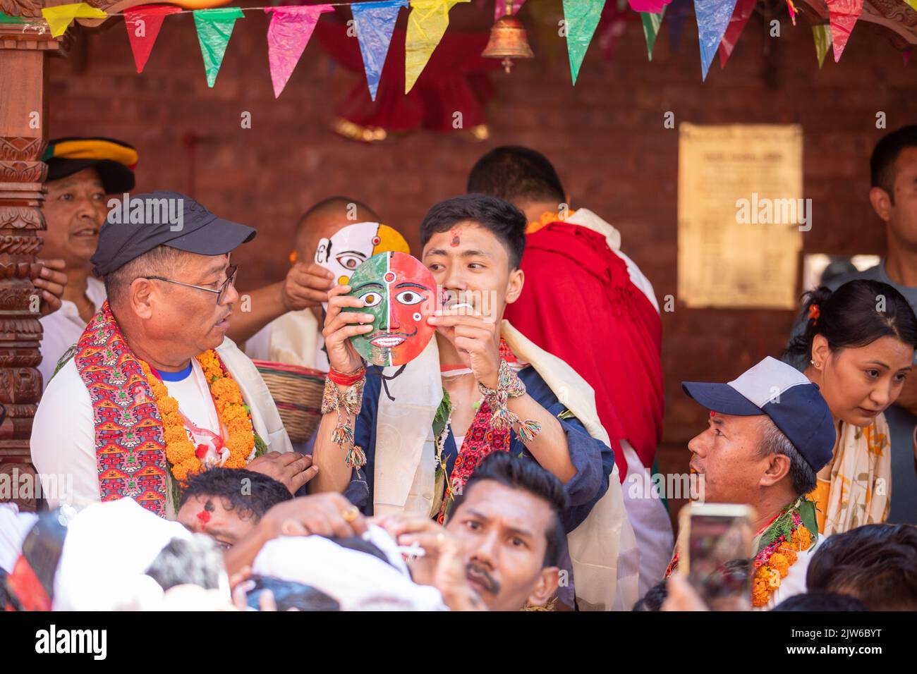 All Souls' Day. Also conscript SAPARU JATRA in Newari. Masks with head ...