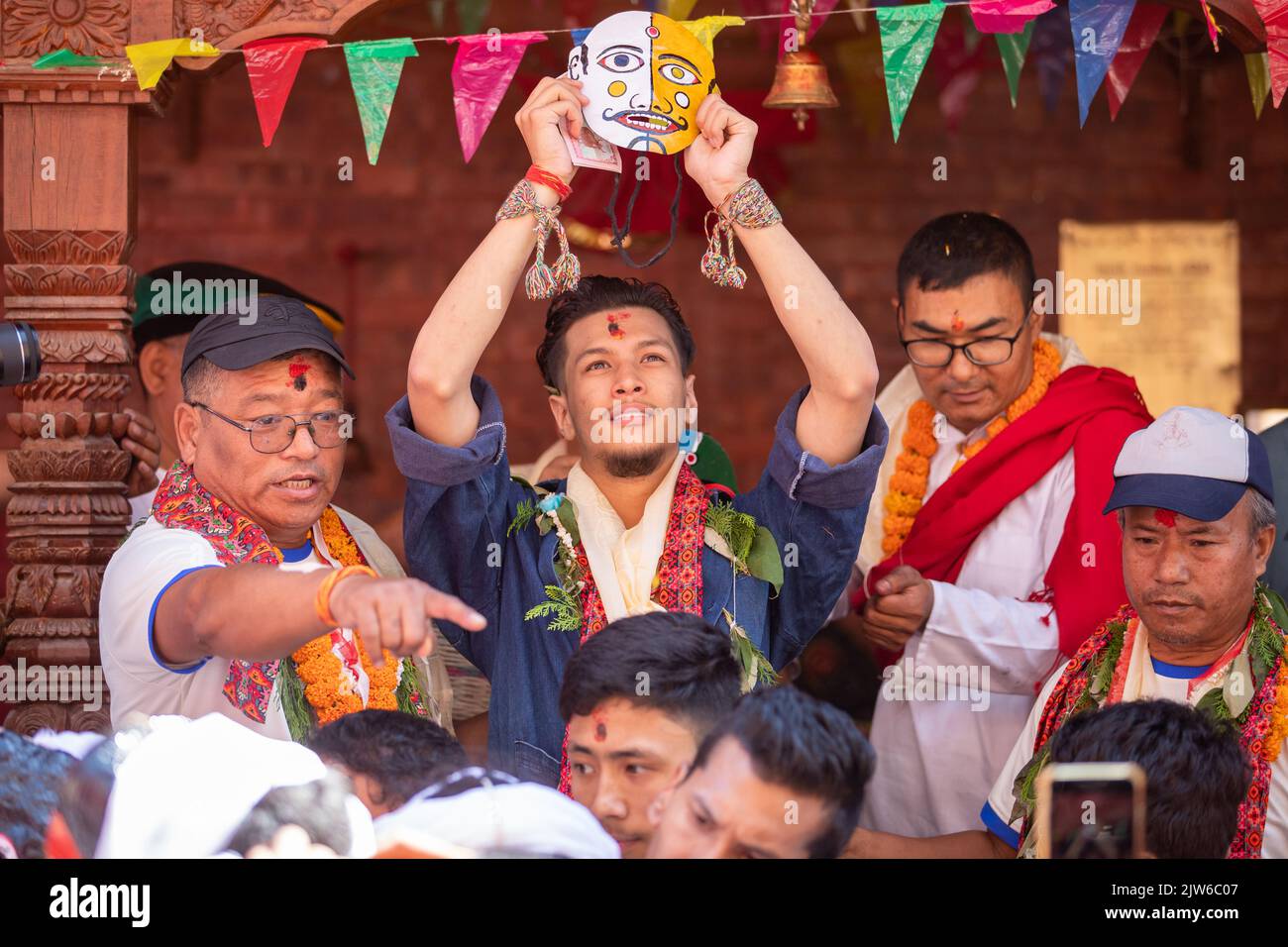 All Souls' Day. Also conscript SAPARU JATRA in Newari. Masks with head ...
