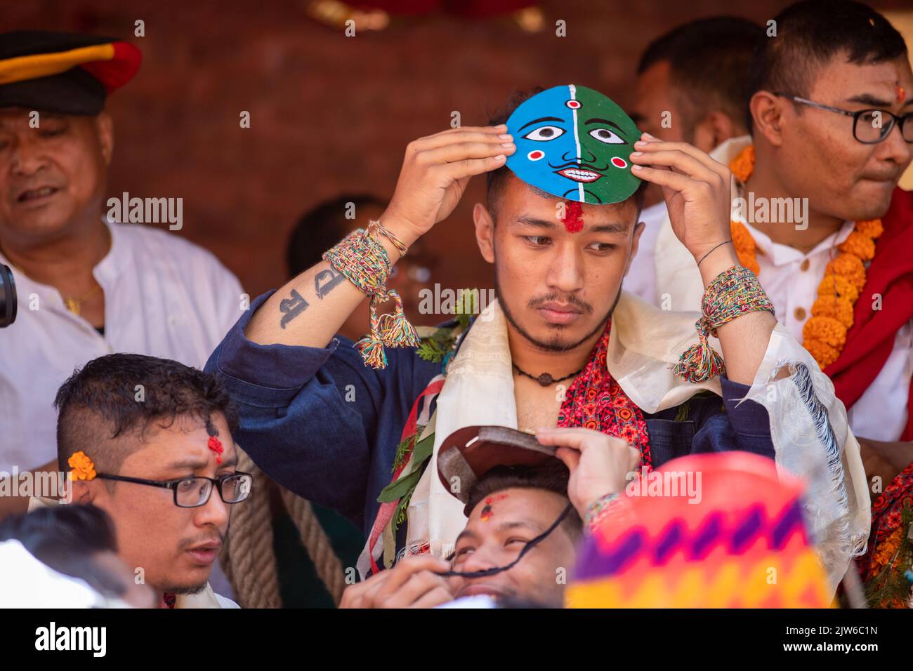 All Souls' Day. Also conscript SAPARU JATRA in Newari. Masks with head ...