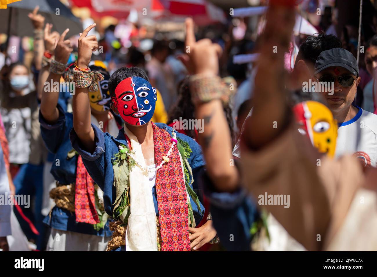 All Souls' Day. Also conscript SAPARU JATRA in Newari. Masks with head ...