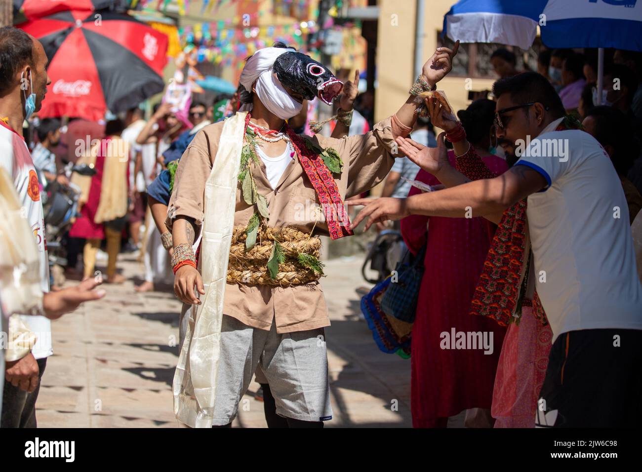 All Souls' Day. Also conscript SAPARU JATRA in Newari. Masks with head ...