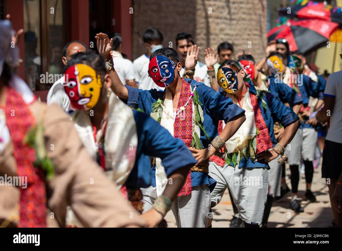 All Souls' Day. Also conscript SAPARU JATRA in Newari. Masks with head ...