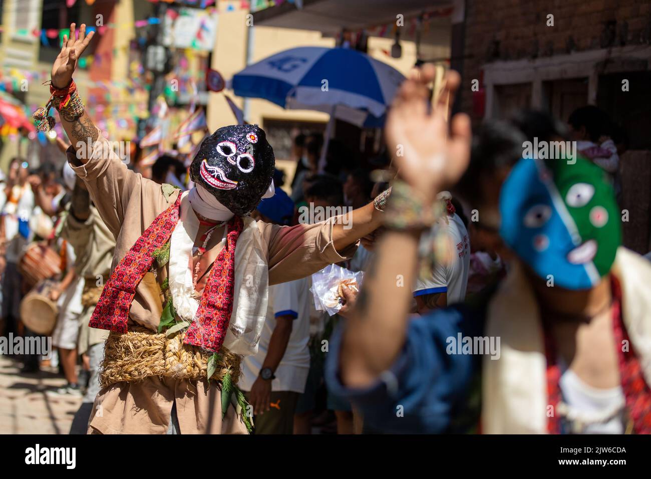 All Souls' Day. Also conscript SAPARU JATRA in Newari. Masks with head ...