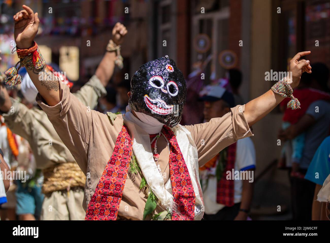 All Souls' Day. Also conscript SAPARU JATRA in Newari. Masks with head ...