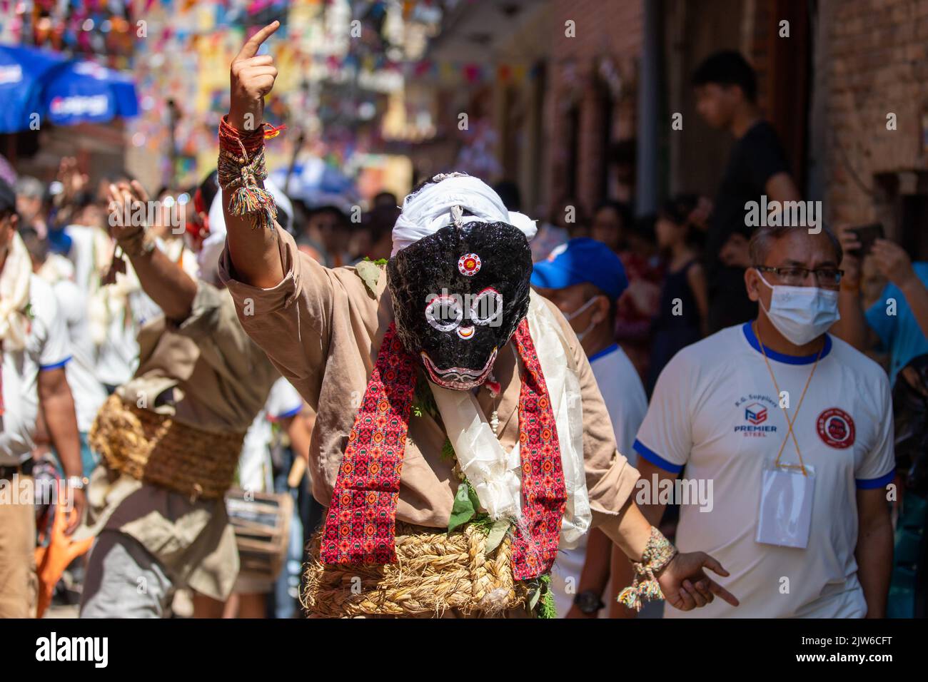 All Souls' Day. Also conscript SAPARU JATRA in Newari. Masks with head ...