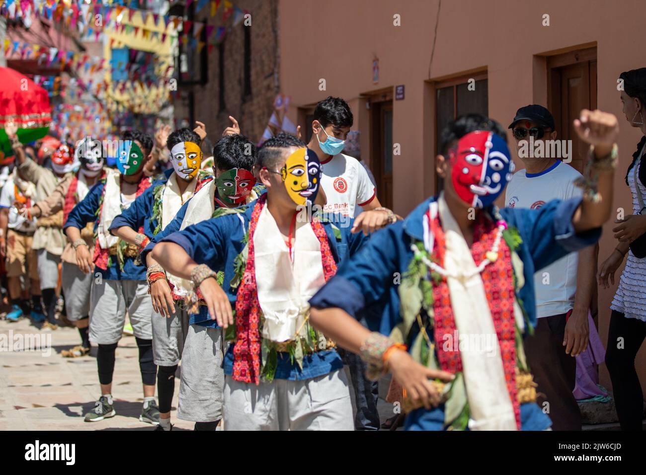 All Souls' Day. Also conscript SAPARU JATRA in Newari. Masks with head ...