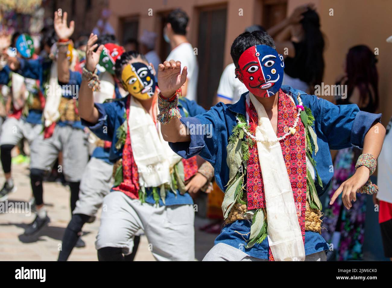 All Souls' Day. Also conscript SAPARU JATRA in Newari. Masks with head ...
