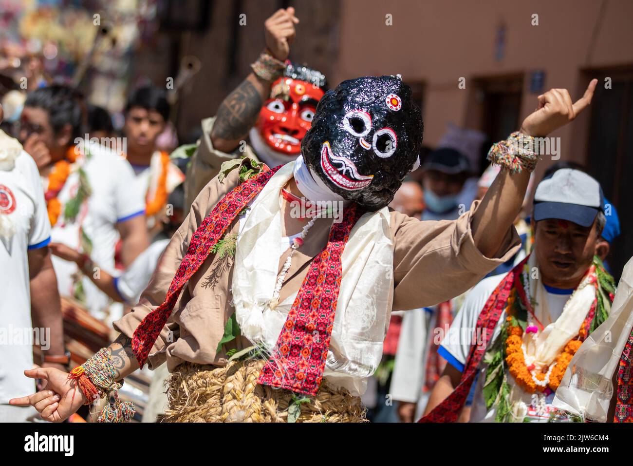 All Souls' Day. Also conscript SAPARU JATRA in Newari. Masks with head ...