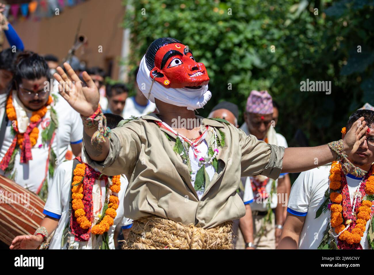 All Souls' Day. Also conscript SAPARU JATRA in Newari. Masks with head ...