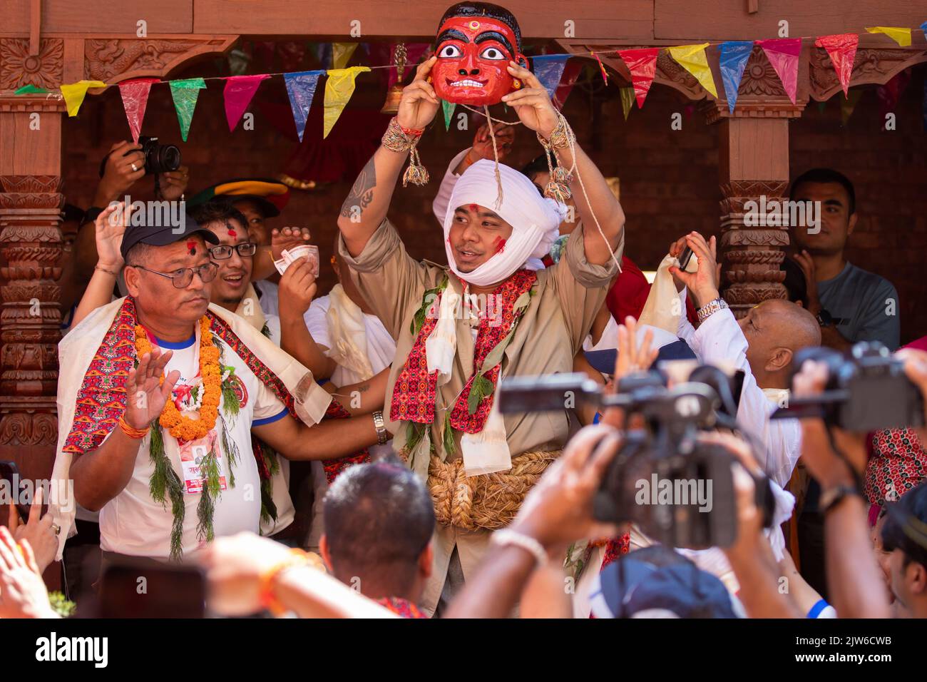 All Souls' Day. Also conscript SAPARU JATRA in Newari. Masks with head ...