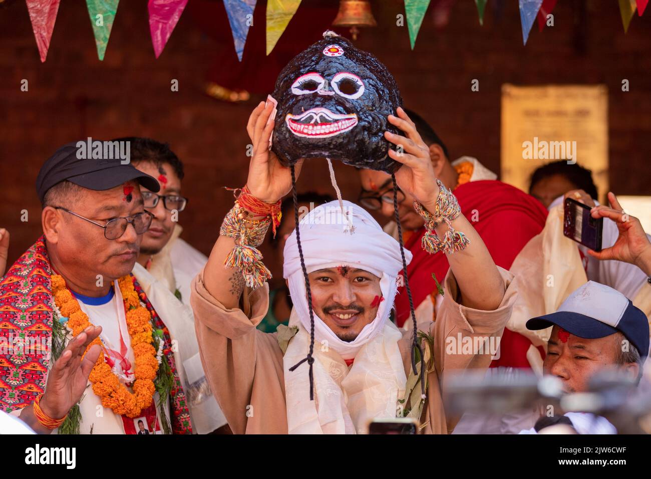 All Souls' Day. Also conscript SAPARU JATRA in Newari. Masks with head ...