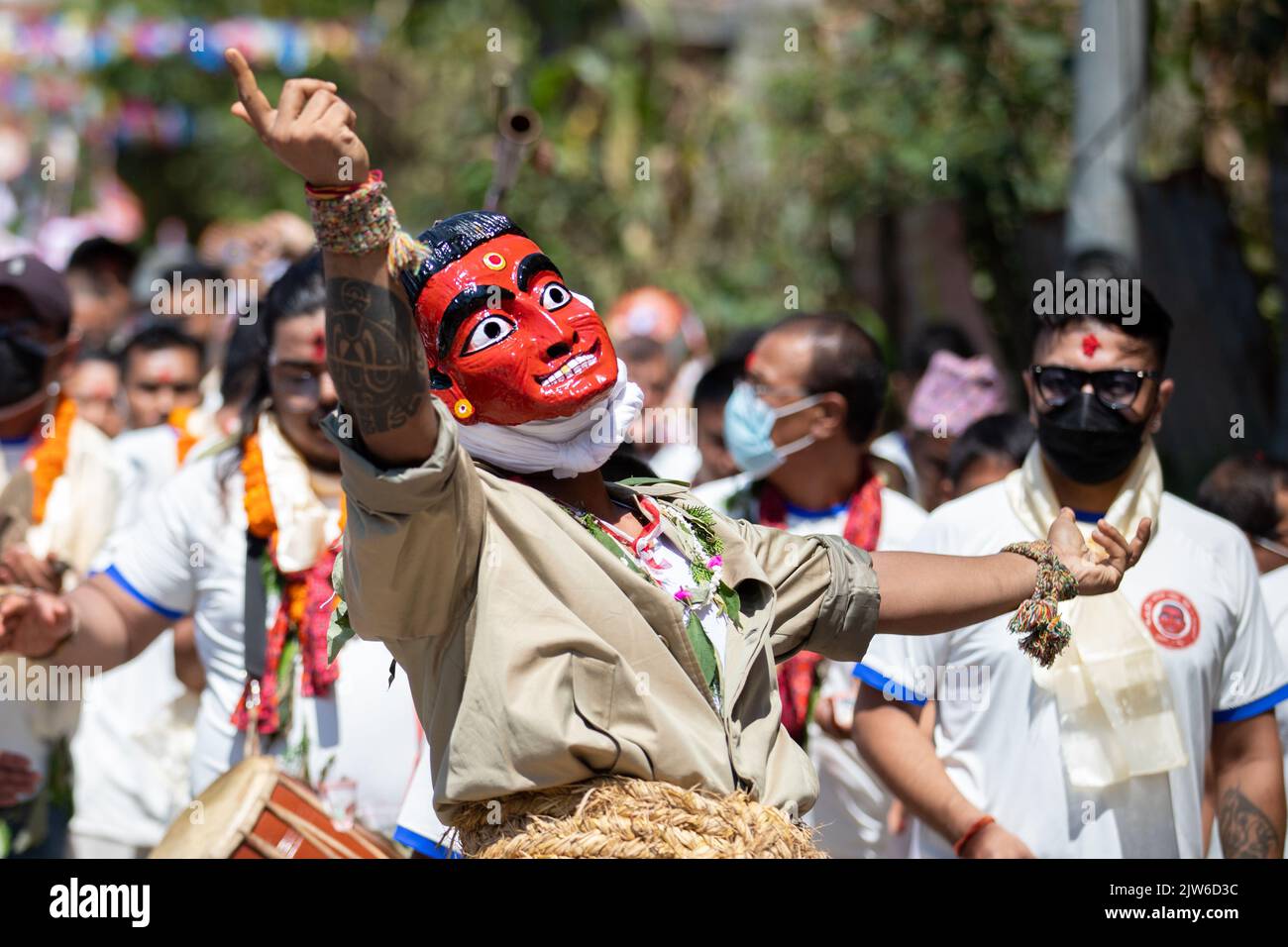 All Souls' Day. Also conscript SAPARU JATRA in Newari. Masks with head ...