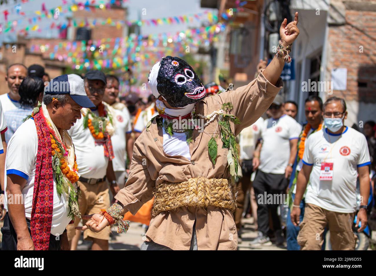 All Souls' Day. Also conscript SAPARU JATRA in Newari. Masks with head ...