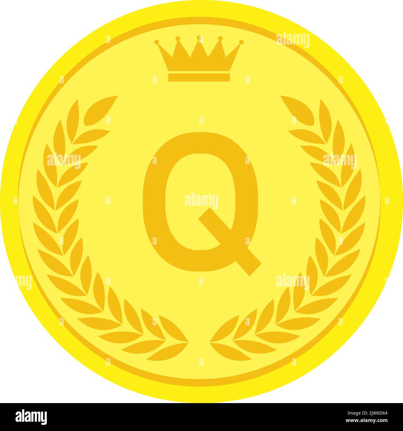 Laurel wreath and crown alphabet coins, Q Stock Vector Image & Art - Alamy