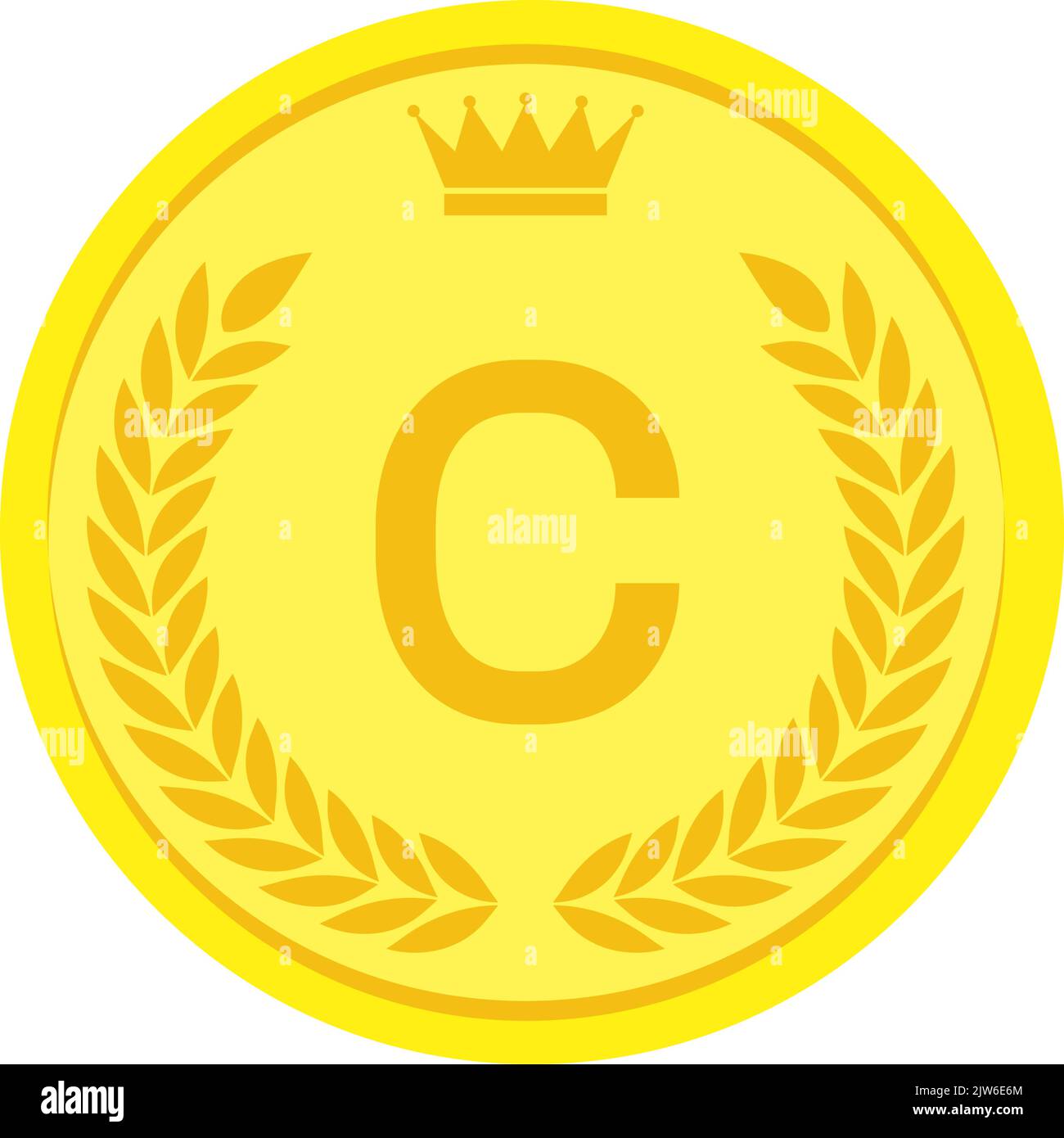 Laurel wreath and crown alphabet coins, C Stock Vector Image & Art - Alamy