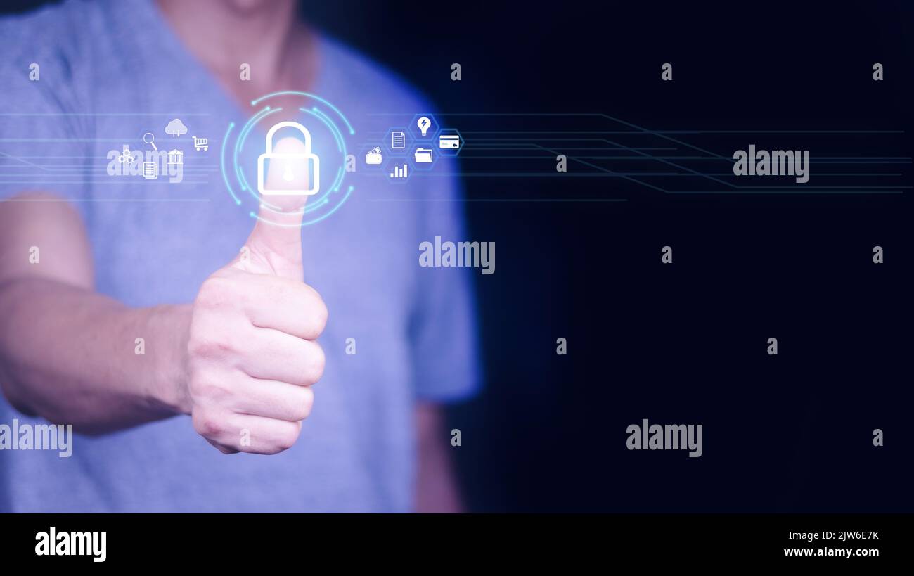 Cybersecurity and privacy concepts to protect data. Lock icon and ...