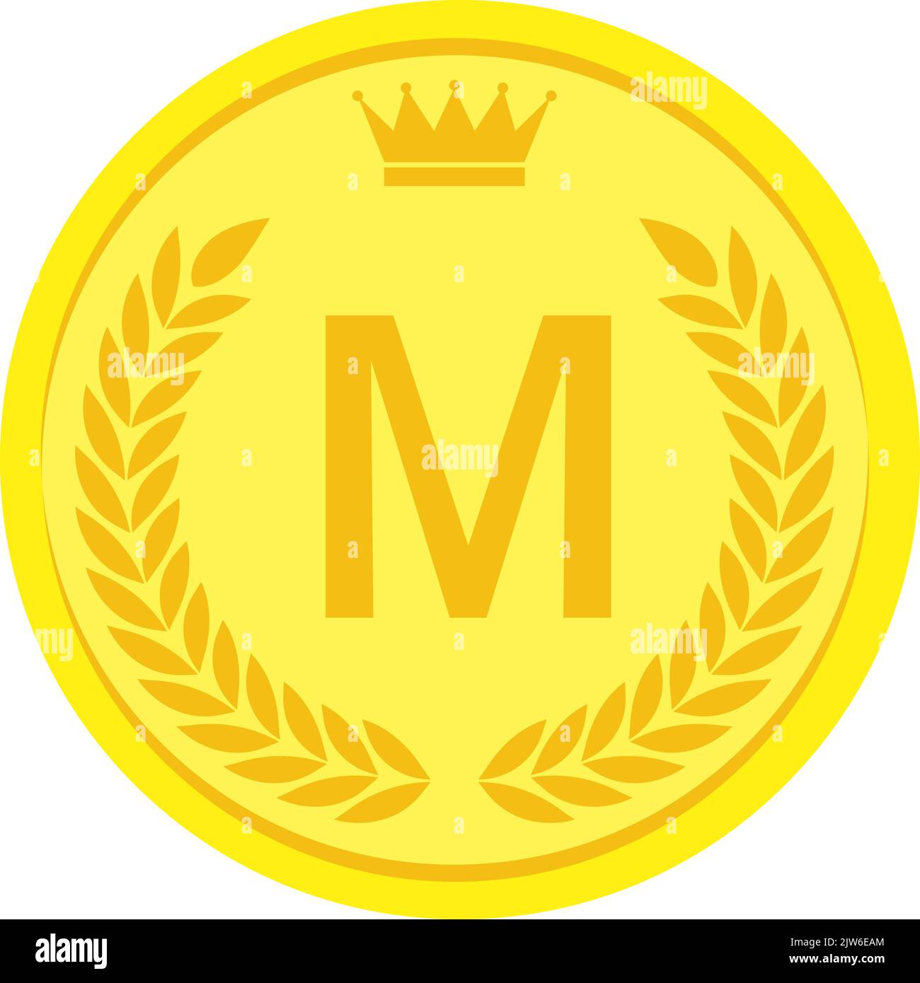 Laurel wreath and crown alphabet coins, M Stock Vector Image & Art - Alamy