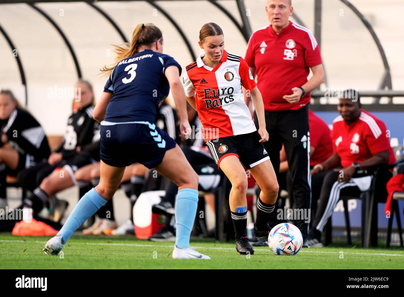 Rotterdam - Justine Brandau of Feyenoord Vrouwen 1 during the match ...