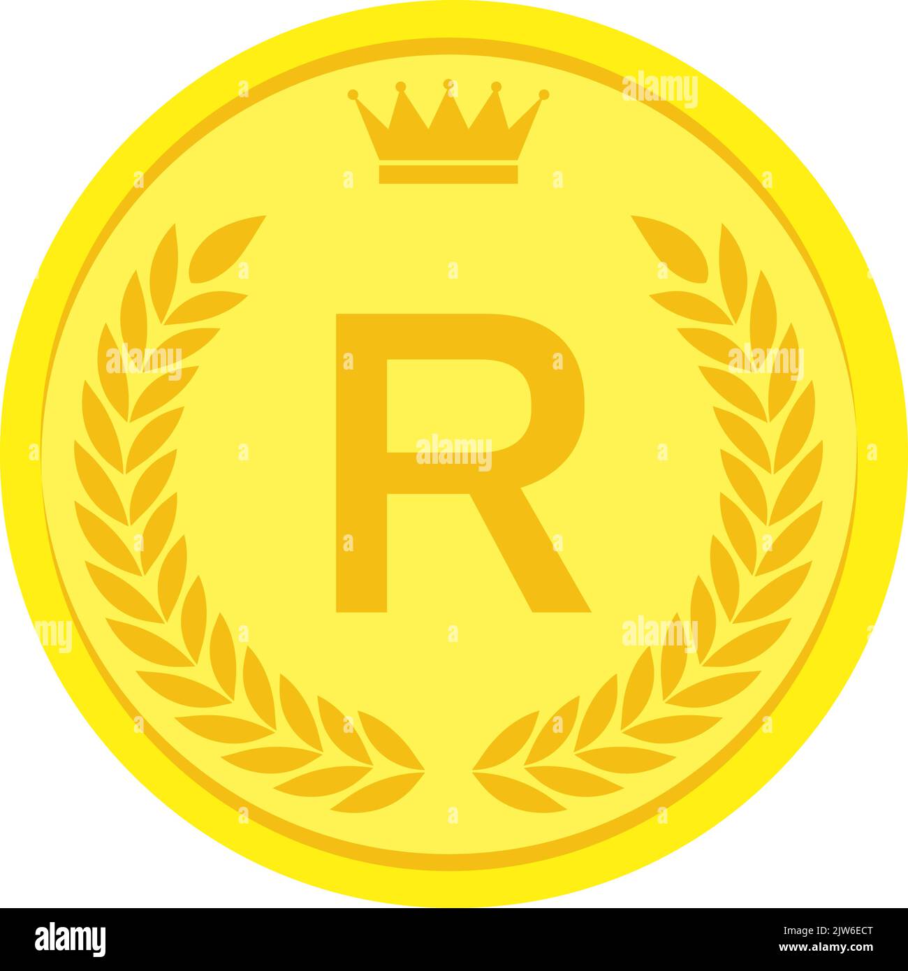 Laurel wreath and crown alphabet coins, R Stock Vector Image & Art - Alamy