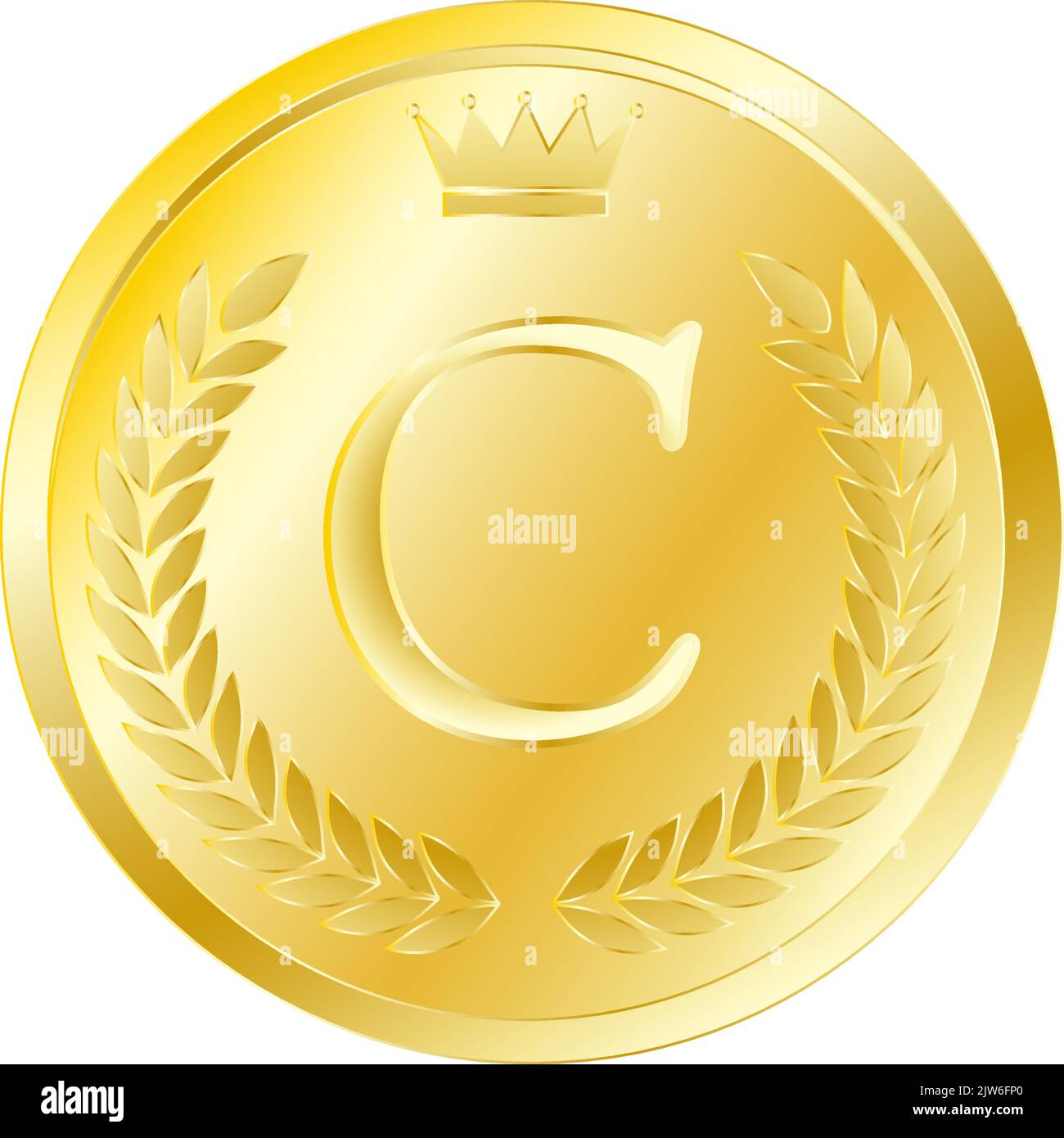 Laurel wreath and crown alphabet coins, C Stock Vector Image & Art - Alamy