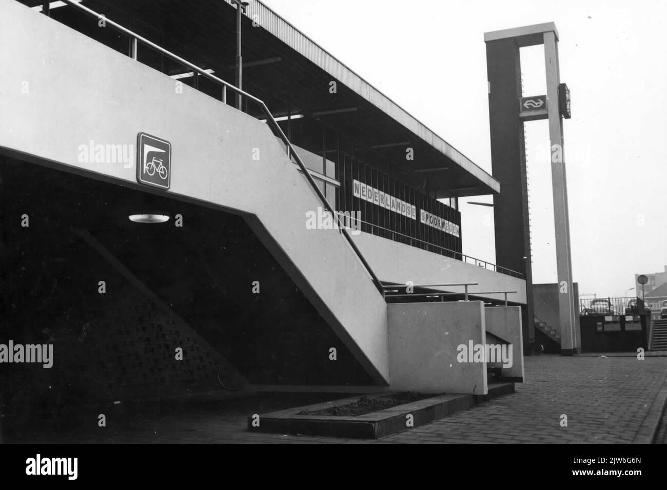 View of the entrance bicycle shed and access staircase of the N.S ...