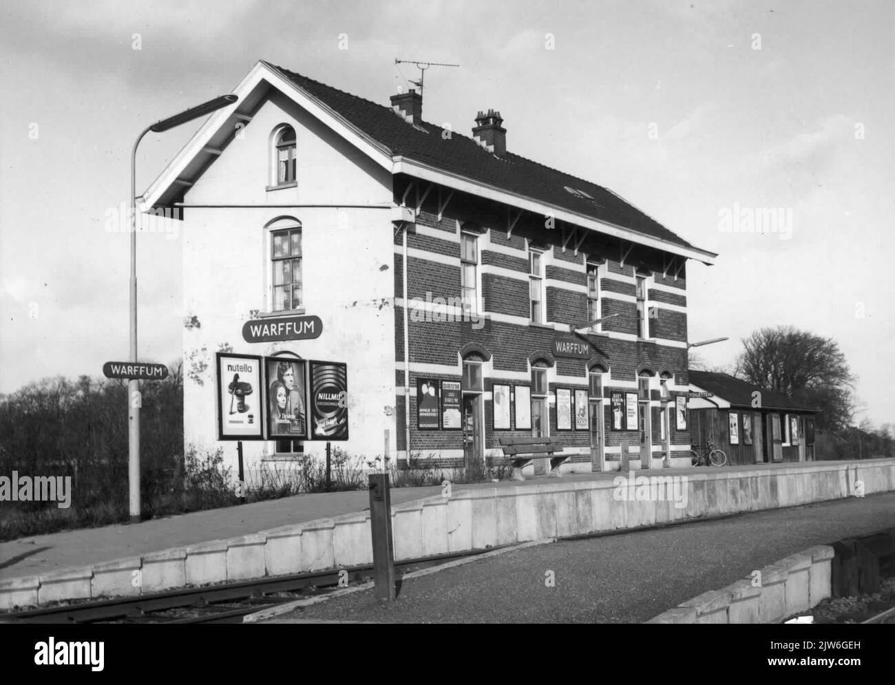 View of the platform side of the N.S. station Warffum in Warffum Stock ...