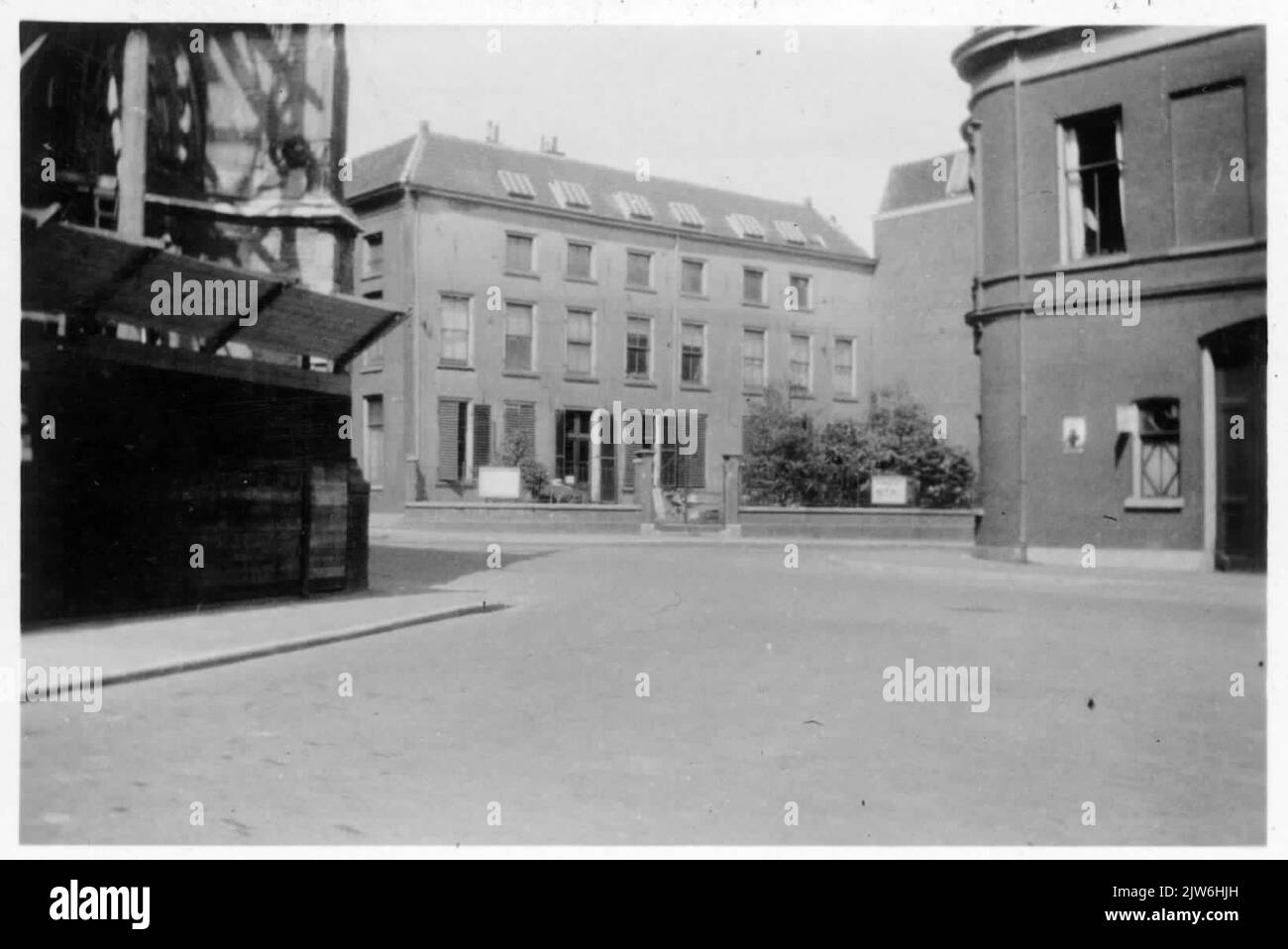 View of the facades of Huizen Domplein 1-2 and the side wall of the ...