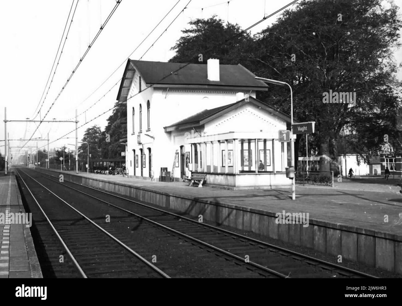 View on the platform side of the N.S. station Vught in Vught with the ...