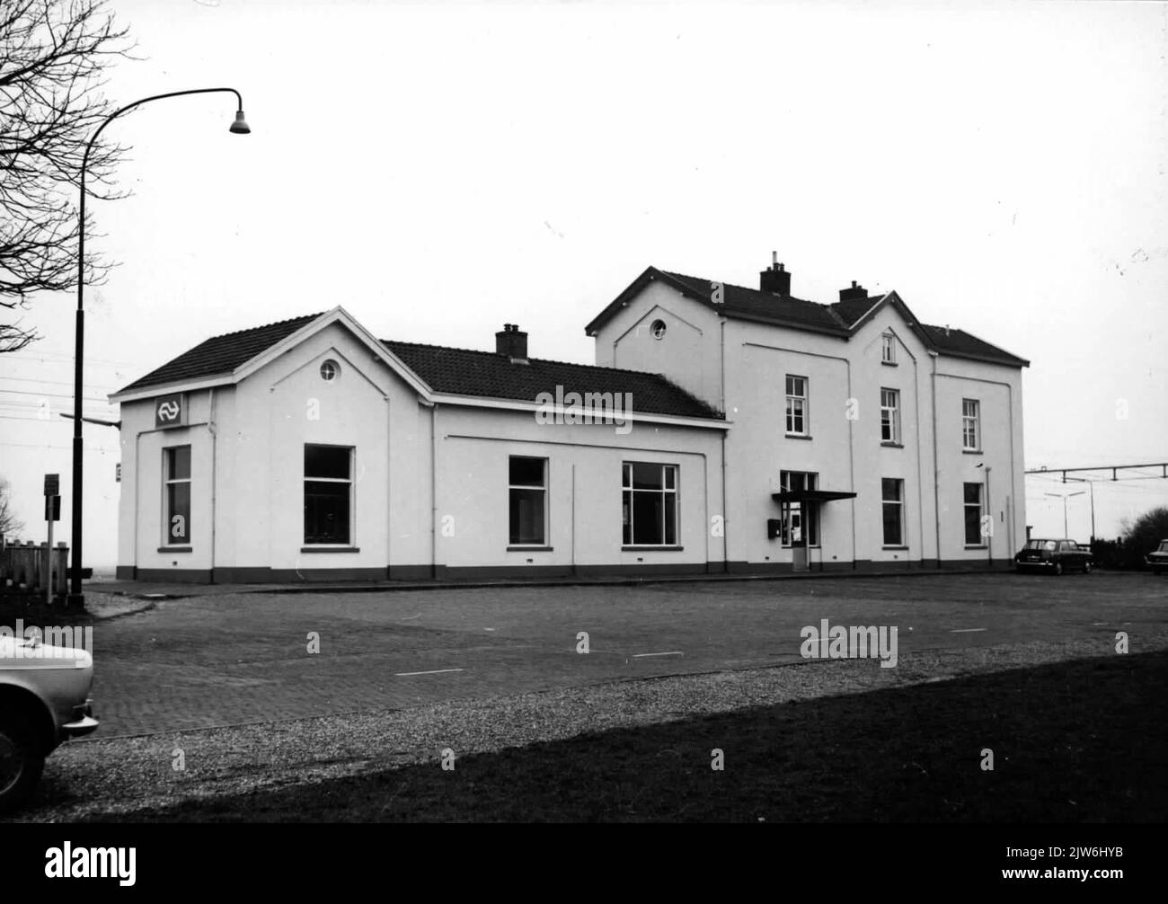 Exterior train station in Black and White Stock Photos & Images - Alamy
