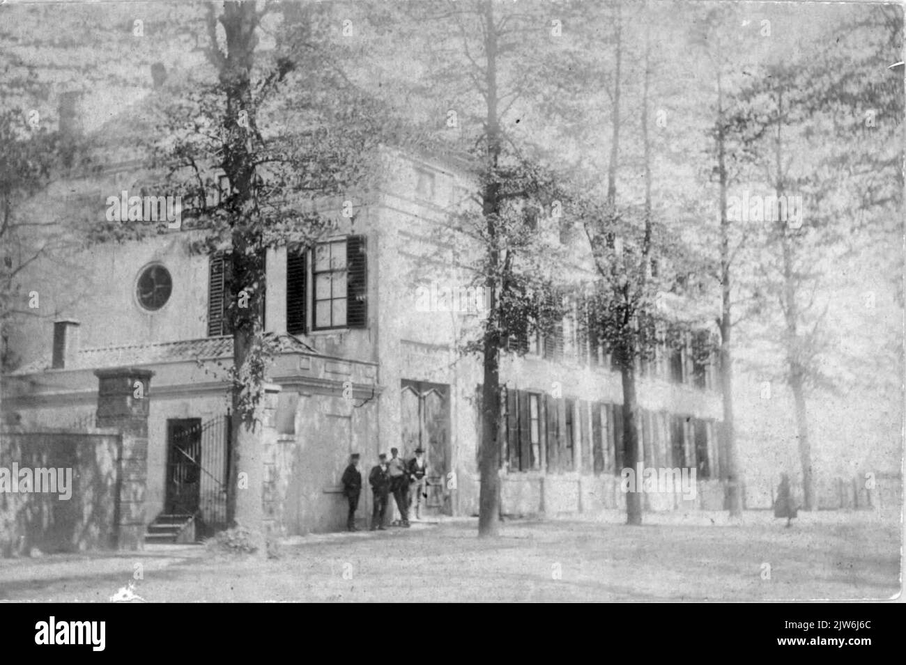View of the front and side walls of the main building of the ...