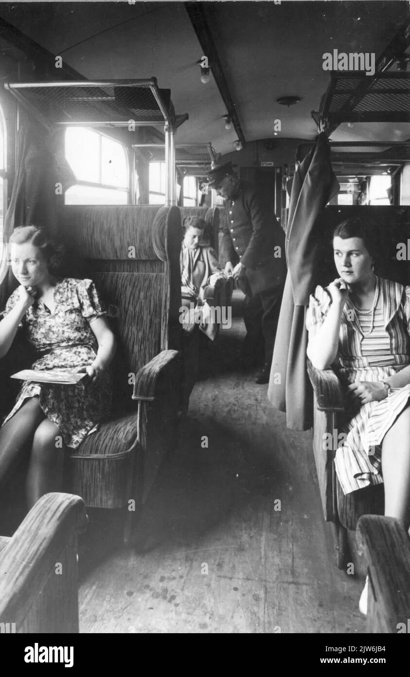 Interior of a 2nd class compartment of a diesel-electrical train set ...