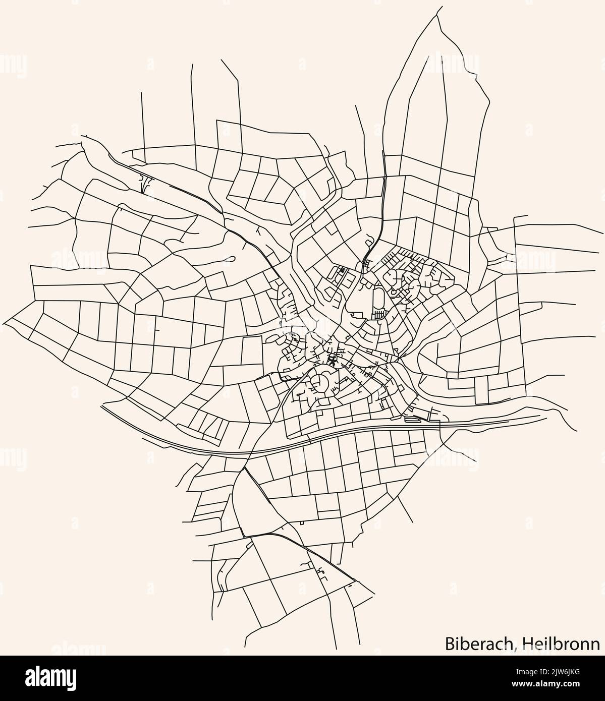 Street roads map of the BIBERACH DISTRICT, HEILBRONN Stock Vector Image ...