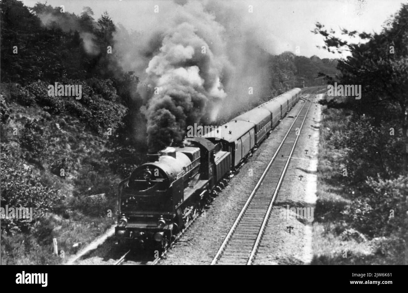 Image of the steam locomotive No. 3916 (series 3900) of the N.S. With a D-train near Baarn Stock ...