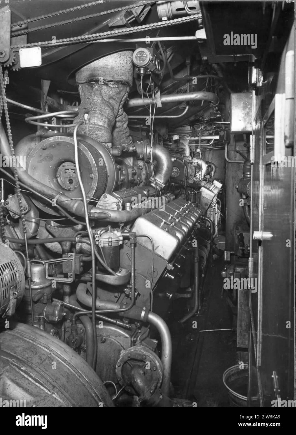 Interior of a part of a machine room with a motorcycle aggregate of a ...
