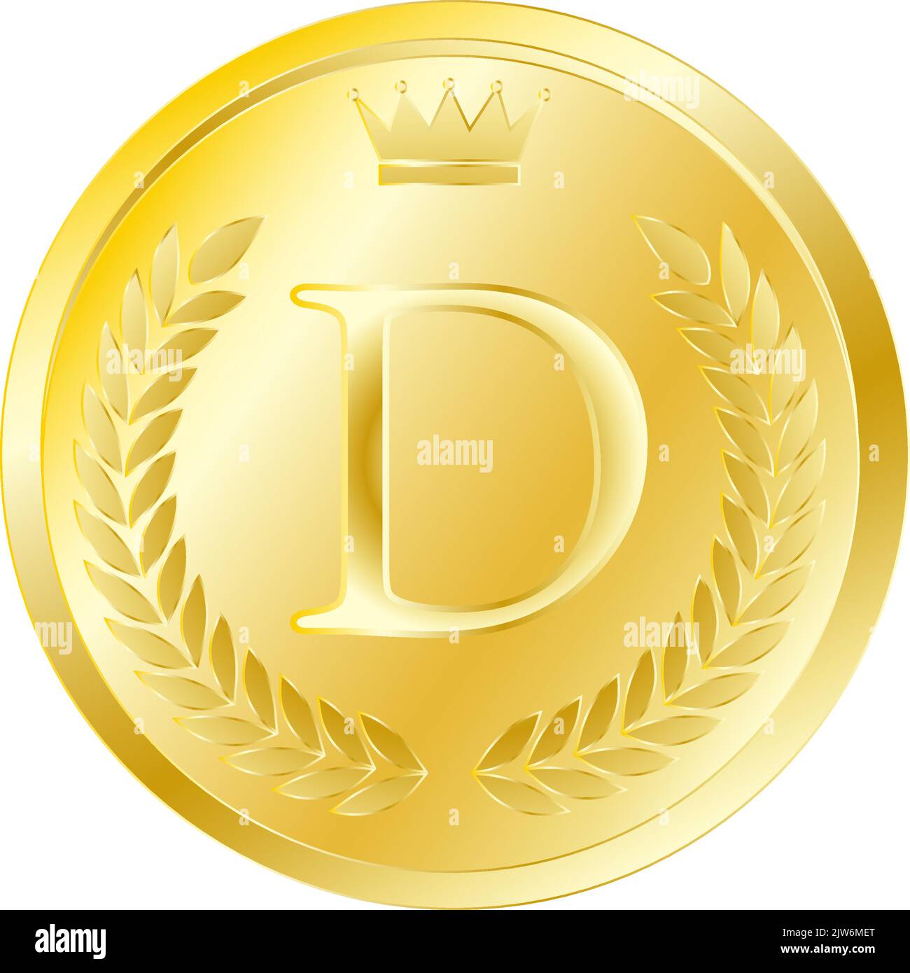 Laurel wreath and crown alphabet coins, D Stock Vector Image & Art - Alamy