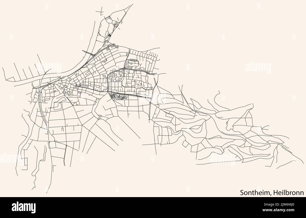 Street roads map of the SONTHEIM DISTRICT, HEILBRONN Stock Vector Image ...