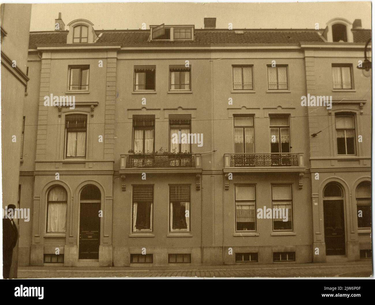 View of the facades of Huizen Stationsstraat 11 (Right)- 13 in Utrecht ...