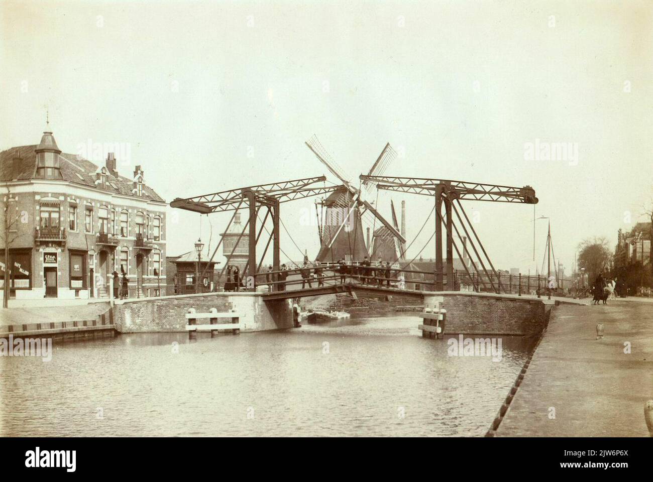 View of the J. P. Coenbrug over the Leidsche Rijn in Utrecht, with the ...