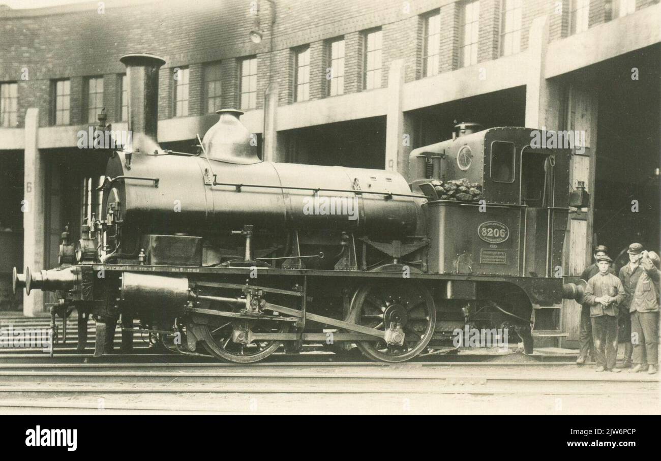 Image of the steam locomotive No. 8206 (series 8200) of the N.S. At the locomotive shed in ...