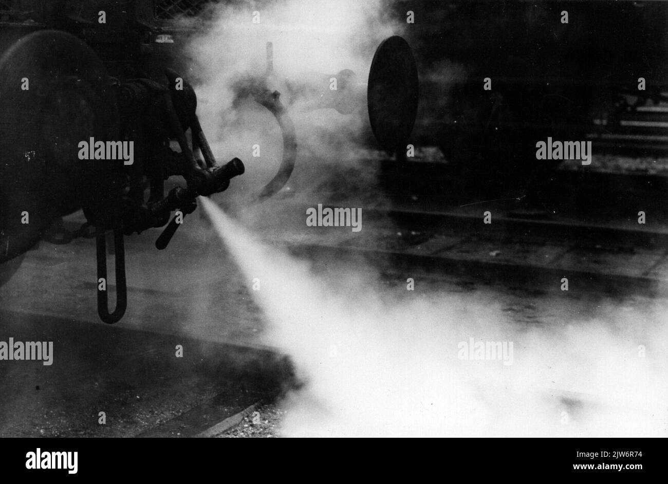 Image of escaping steam for the steam heating of a train Stock Photo ...