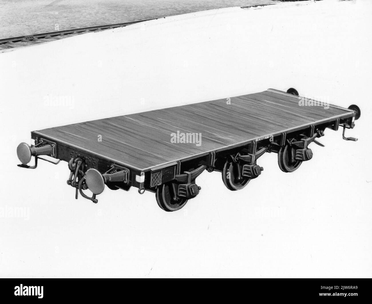 Image of a design drawing of a short, 3-axle flat (marble wagon) of the ...