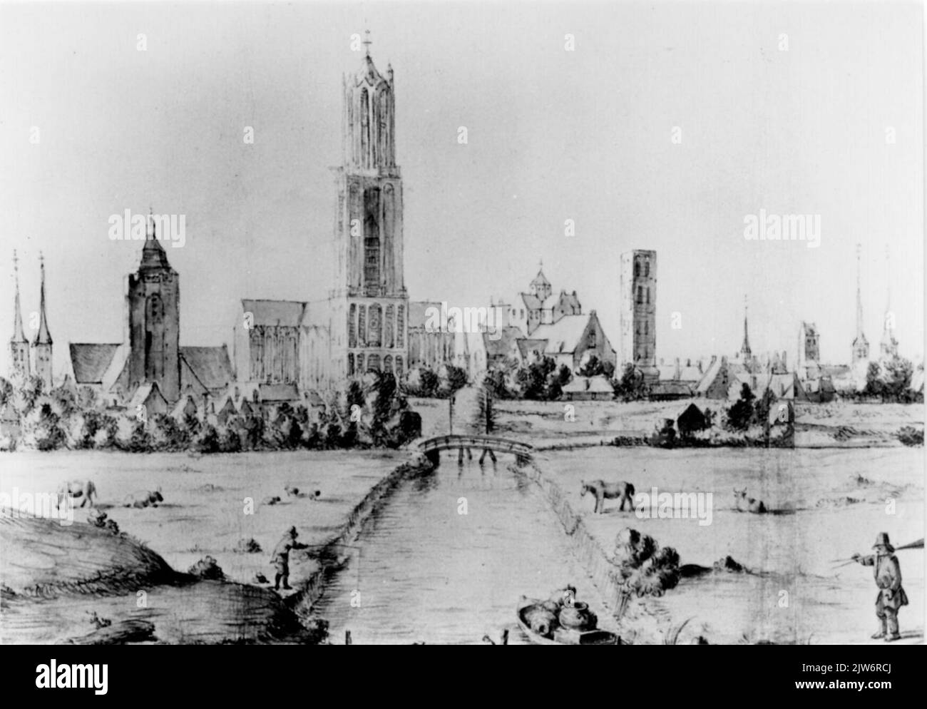 Profile of the city of Utrecht, from the west: in the middle the ...