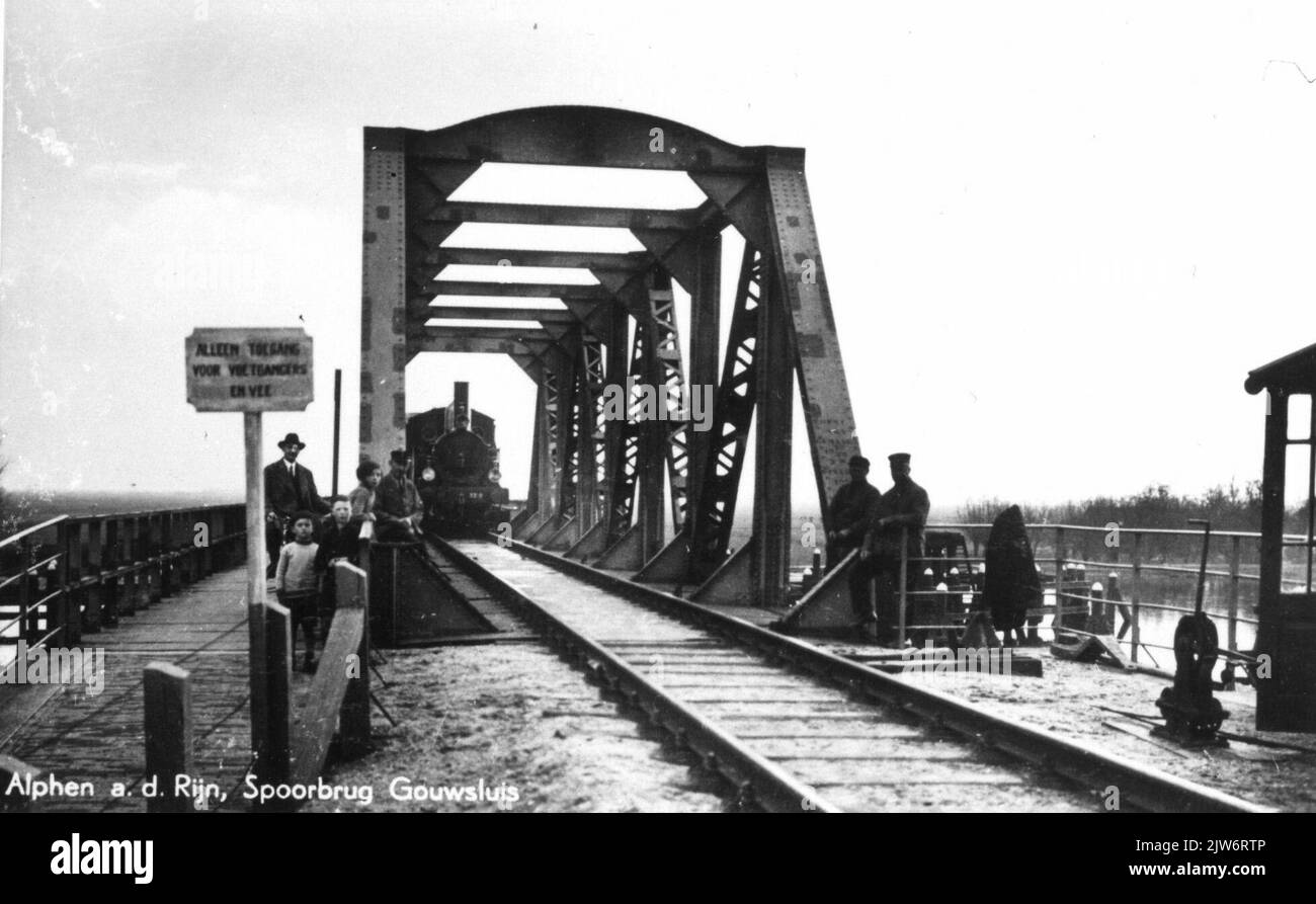 View of the railway bridge over the Oude Rijn between Alphen aan den ...