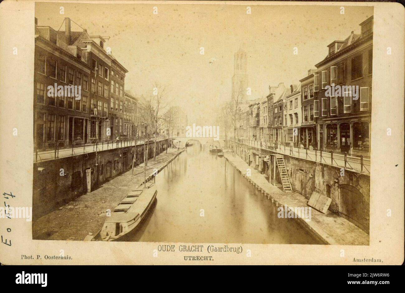 View of the Oudegracht in Utrecht with the Gaardbrug in the background, from the Hamburger ...