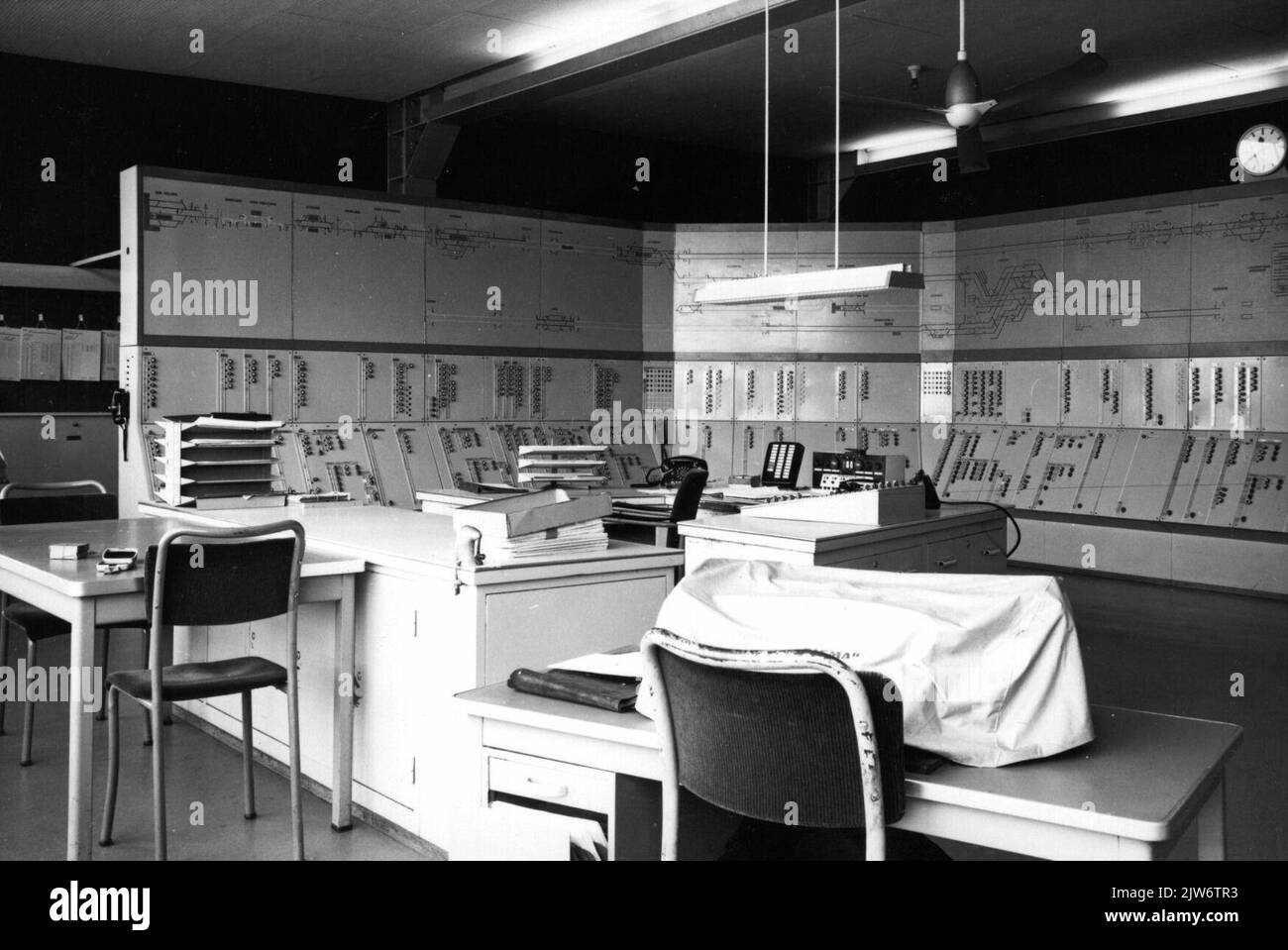 Interior of the central switching post of the N.S. in Amsterdam ...