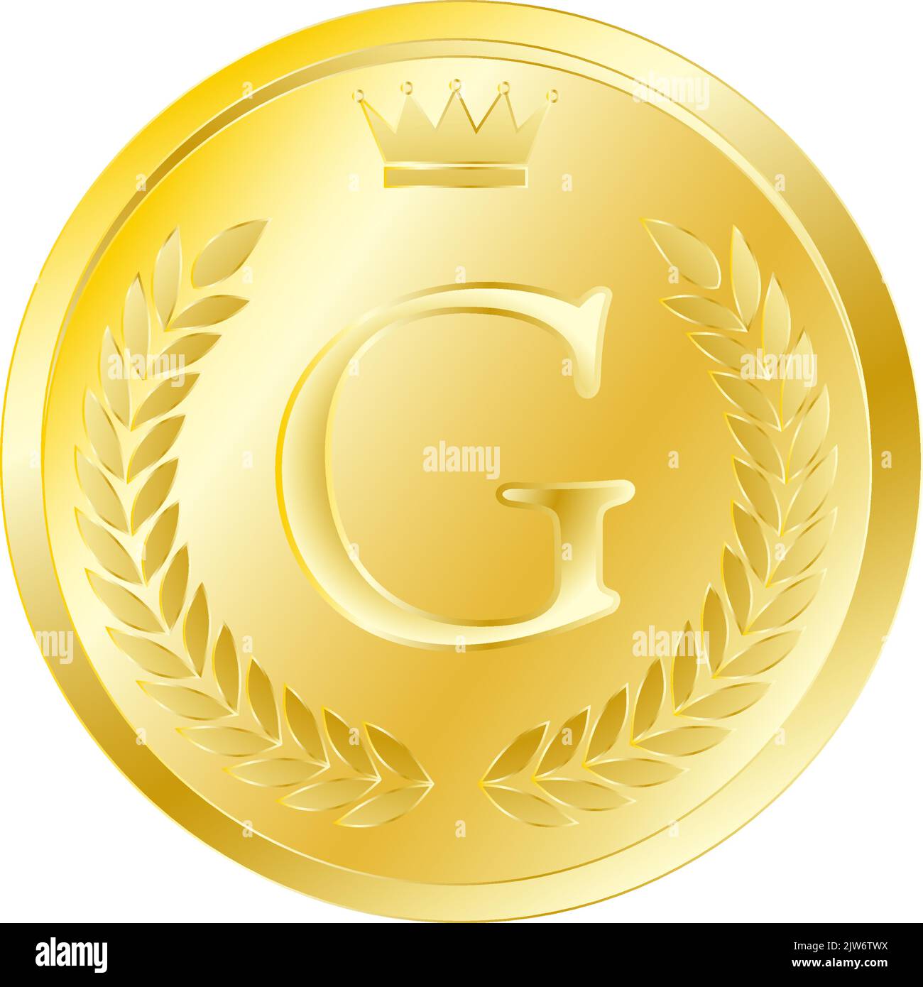 Laurel wreath and crown alphabet coins, G Stock Vector Image & Art - Alamy