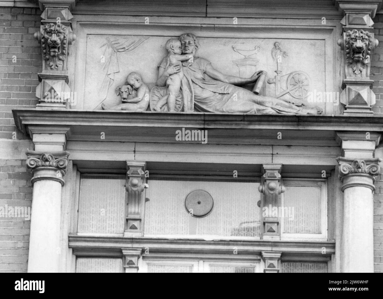 Image of the relief "Caritas" (charity) in the front of the right-hand ...