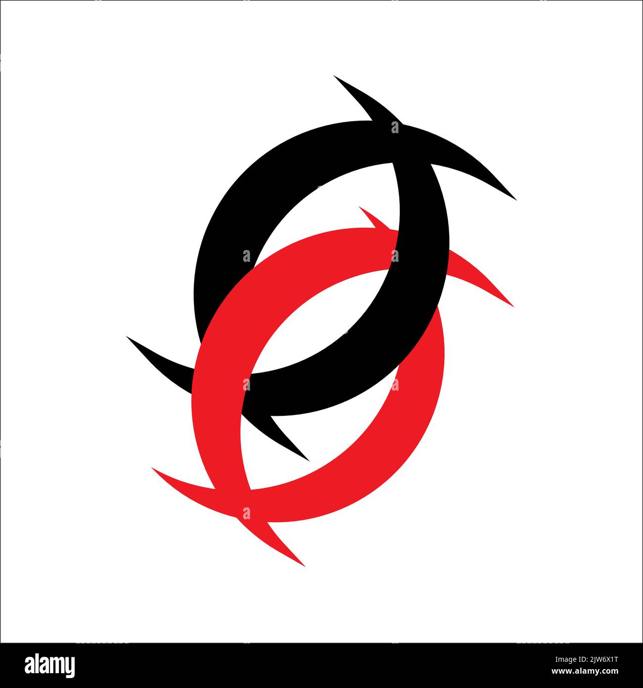 A minimalistic logo design of two O-shaped symbols interchained on a ...