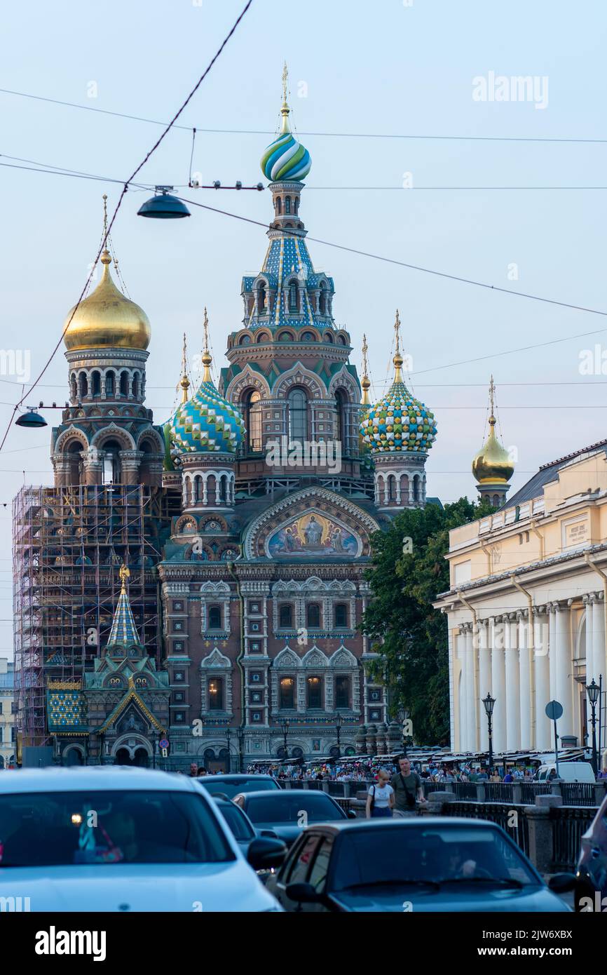 RUSSIA, PETERSBURG - AUG 18, 2022: saved blood st russia church ...