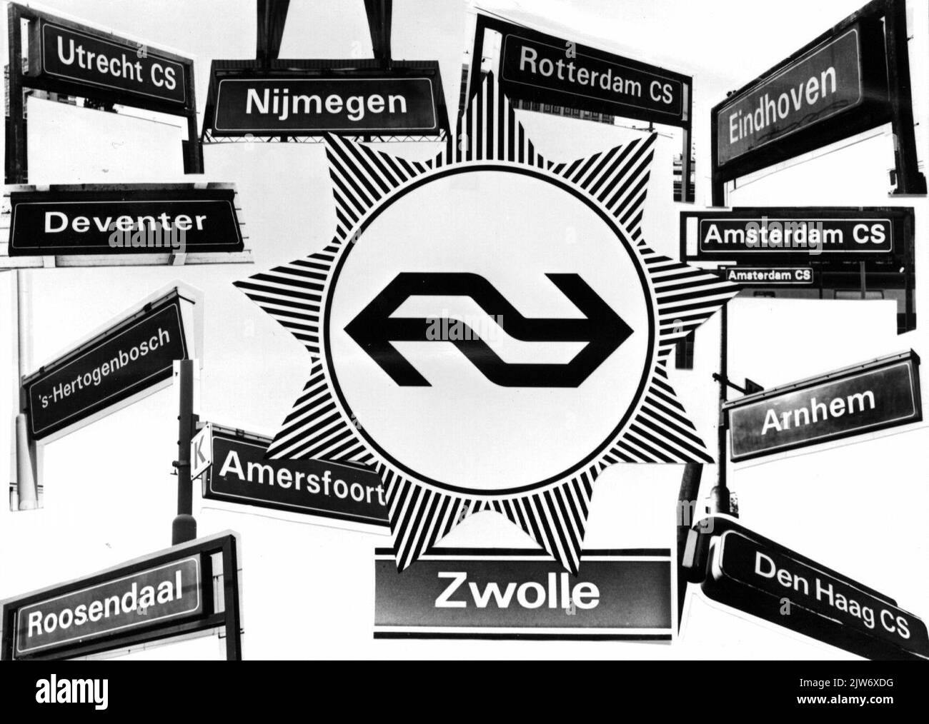 Collage of the logo of the railway police, surrounded by a number of ...